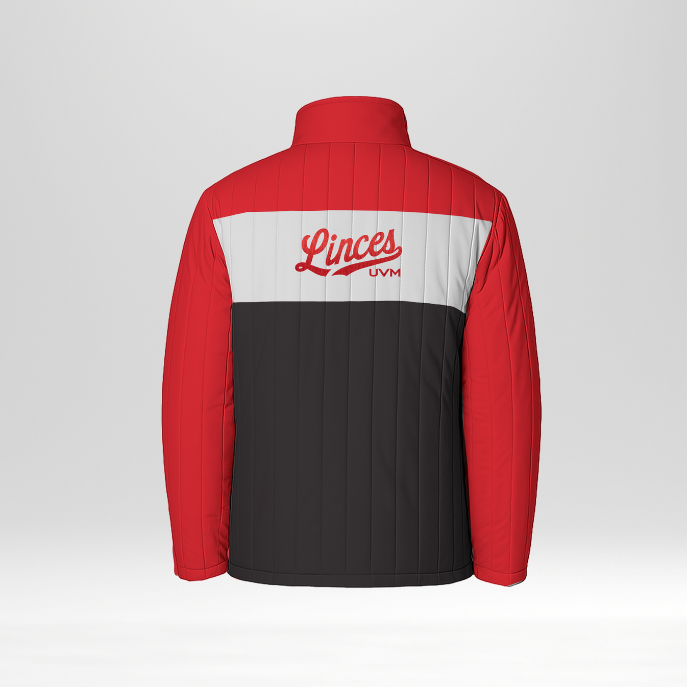 Chamarra capitonada tricolor con logo UVM – UVM Store